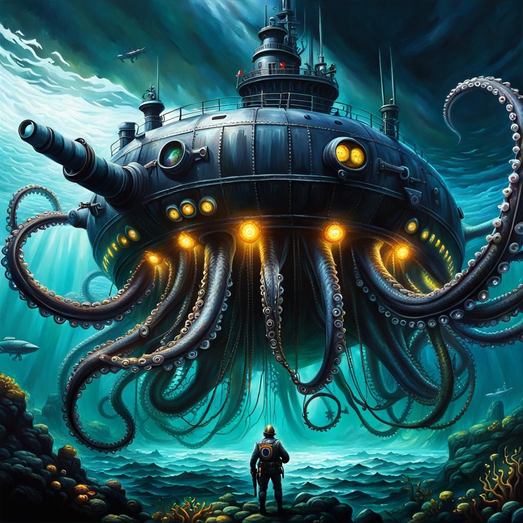 octopus submarine - AI Generated Artwork - NightCafe Creator