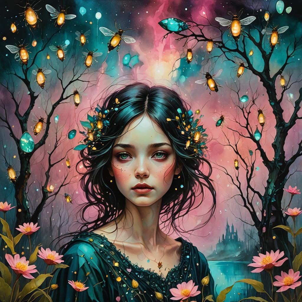 Fireflies Portrait - AI Generated Artwork - NightCafe Creator
