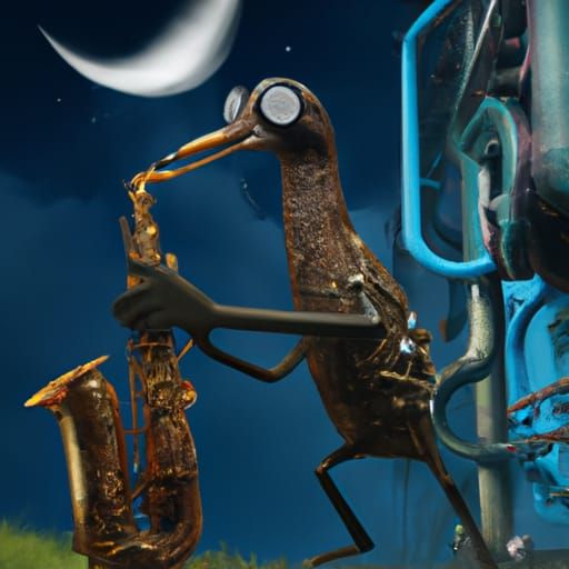 Stealthy bird plays the saxophone. - AI Generated Artwork - NightCafe ...