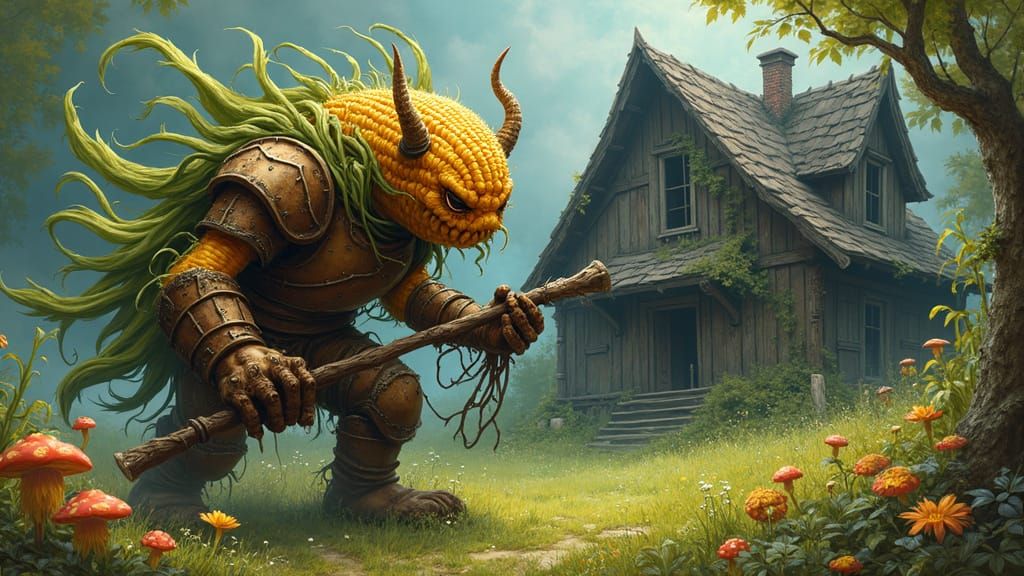 Combat Corn Cob - Menacing Armored Corn Cob Stalks Dark Gard...