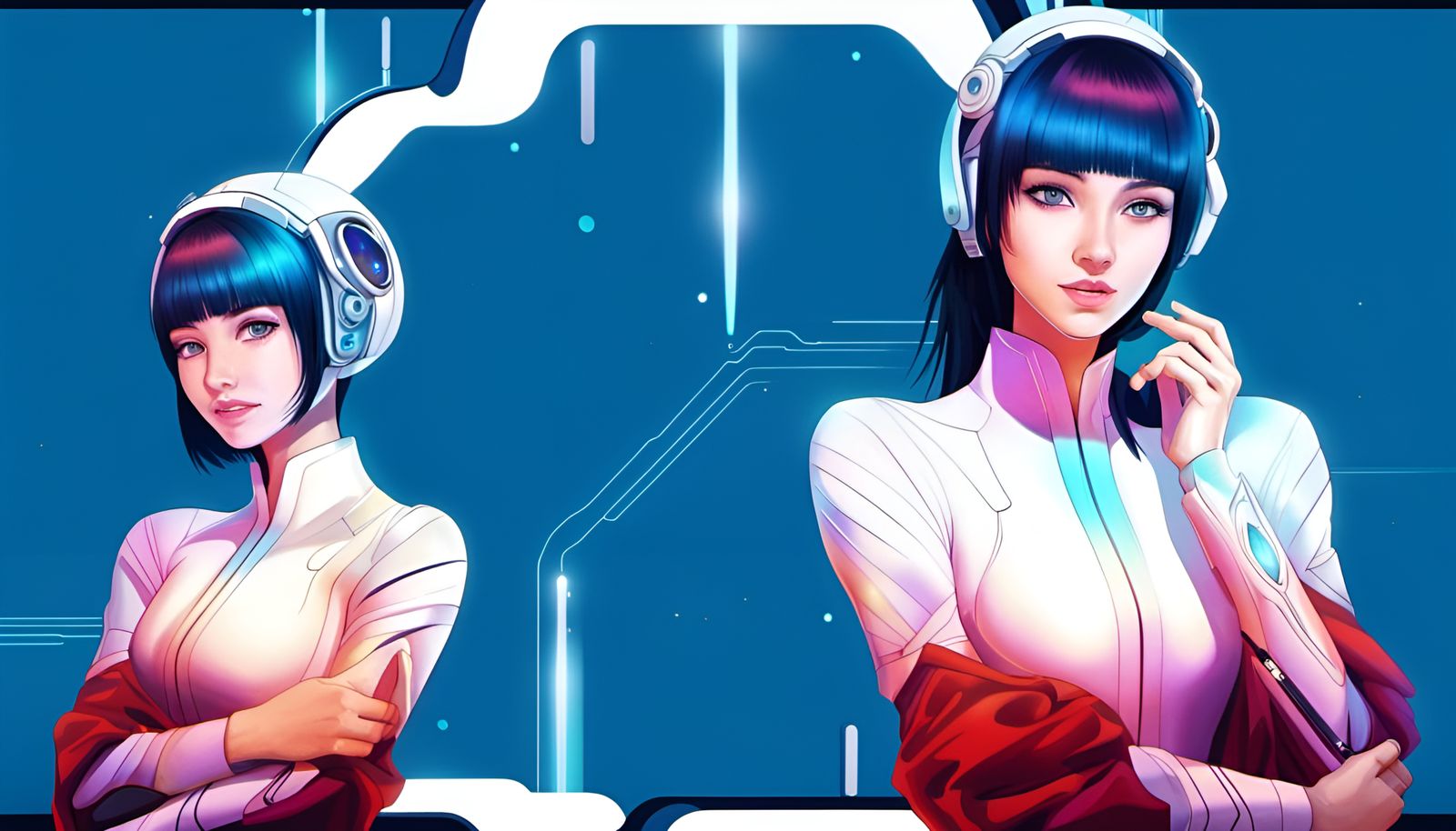 Futuristic cyber twins - AI Generated Artwork - NightCafe Creator