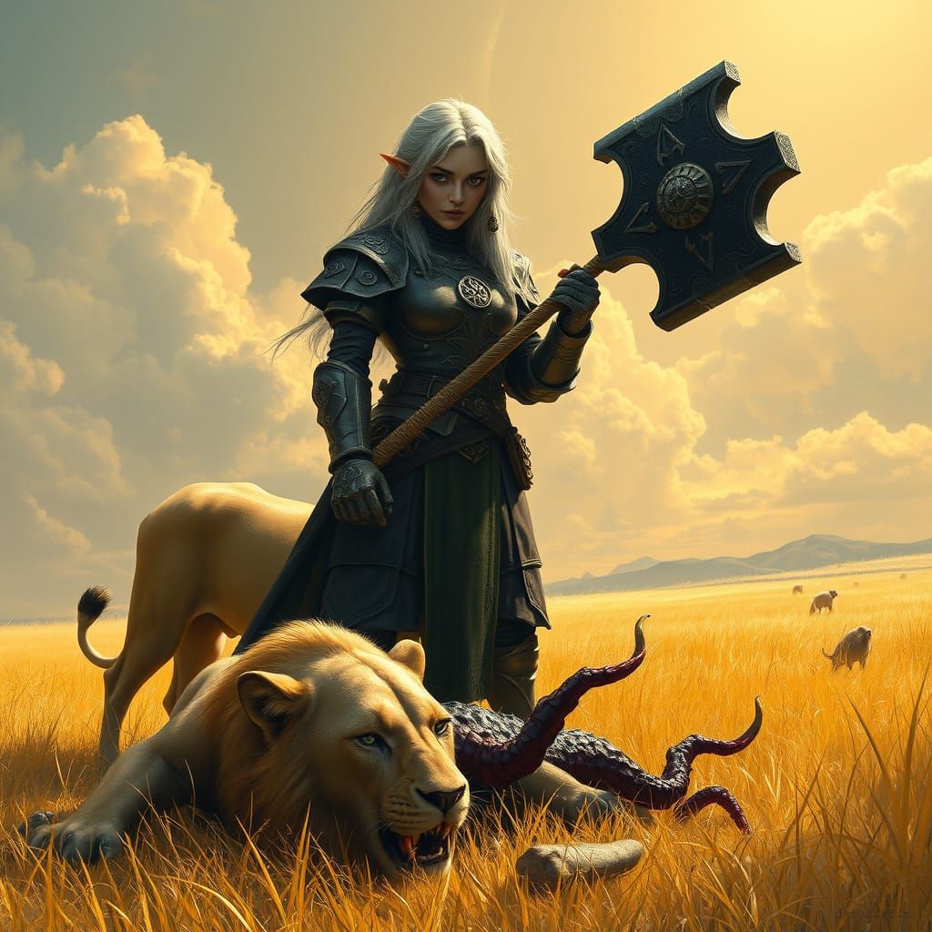 Dark Fantasy Scene: Mutated Food and Evil Elf Cler... - AI Art