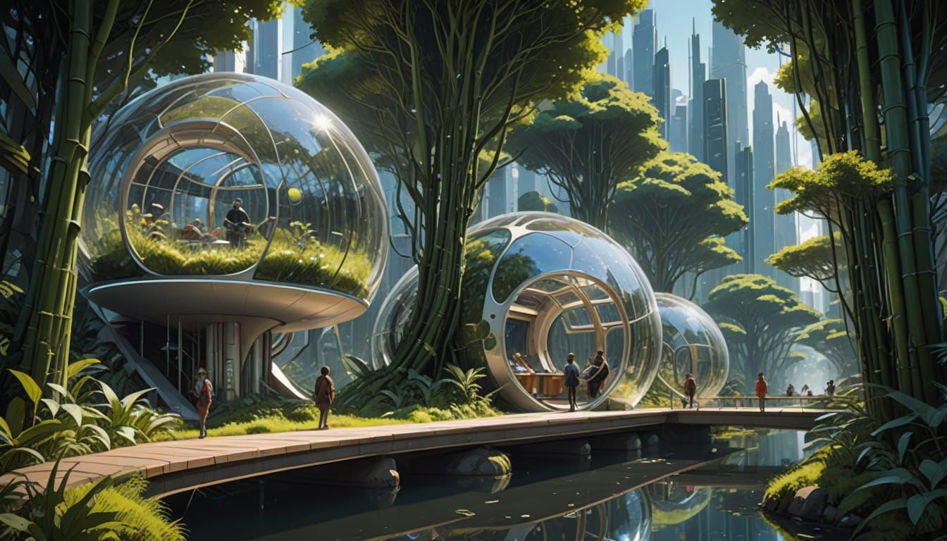 Utopian Solarpunk Metropolis in Futuristic Ocean C... - AI Art