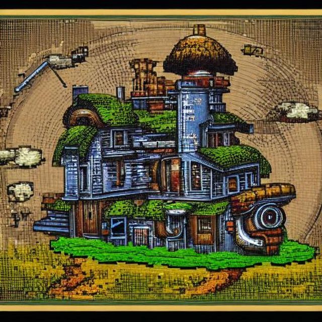 Marijuana pixel mushroom houses UFOs - AI Generated Artwork - NightCafe ...