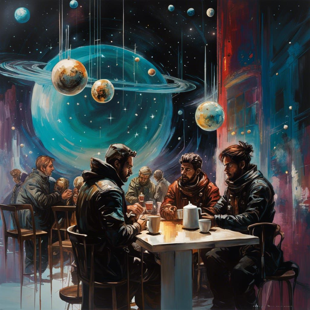 Coffee shop in space, where tired bodies rest - AI Generated Artwork ...