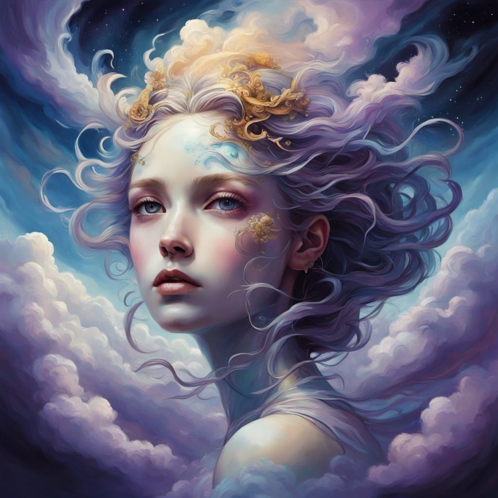 Anything - Dreamlike Figure in Vibrant Cloudscape, in a Sty...