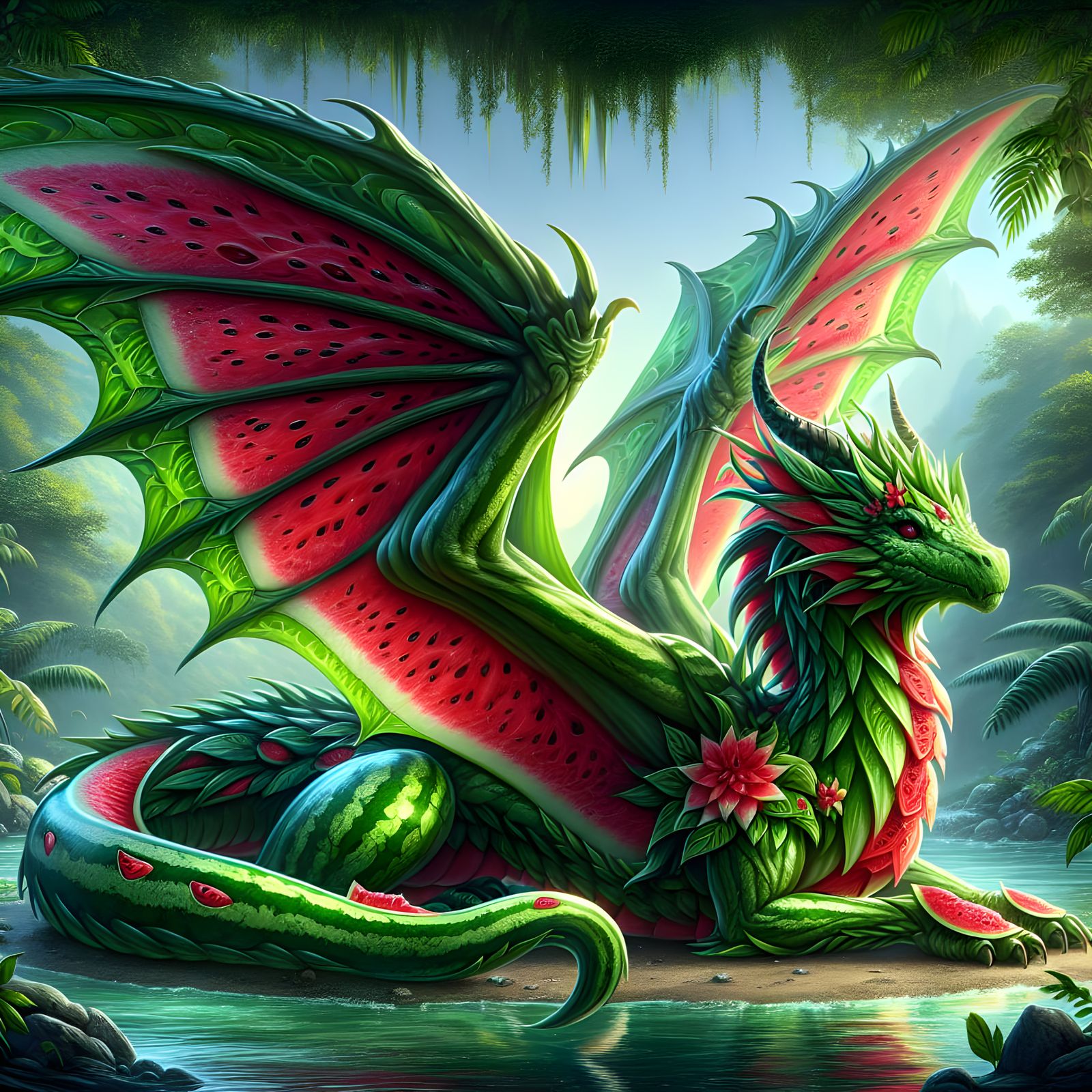 The Queen of the Watermelons - Mythical Watermelon Dragon in...