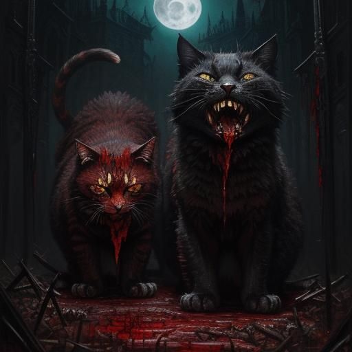 Bloody sweet cats - AI Generated Artwork - NightCafe Creator