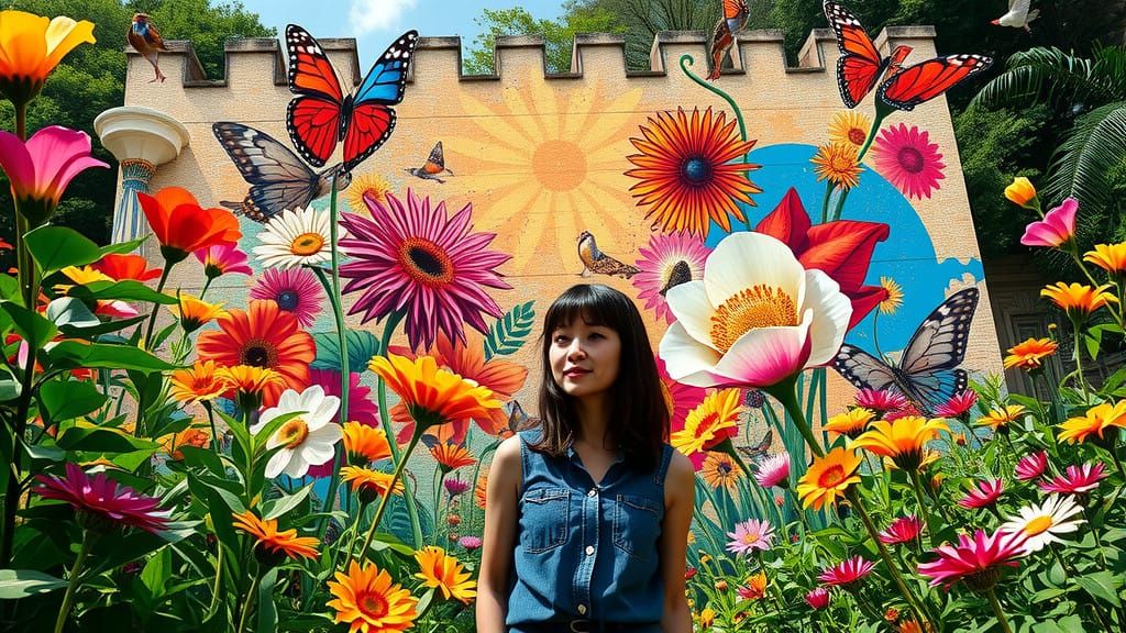 Pop art 🎨 - Vibrant Pop Art Garden Scene