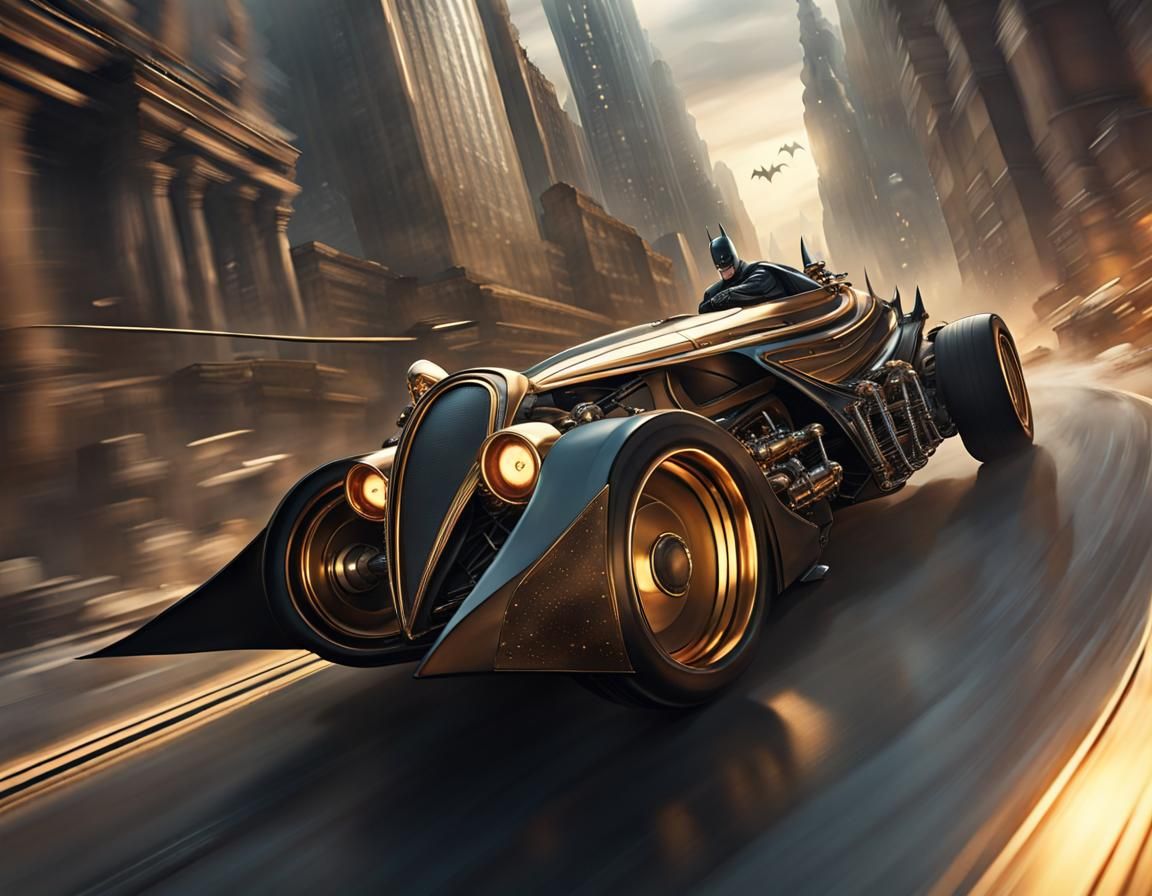 Batman's Steampunk Batmobile in high-speed drag race - AI Generated ...