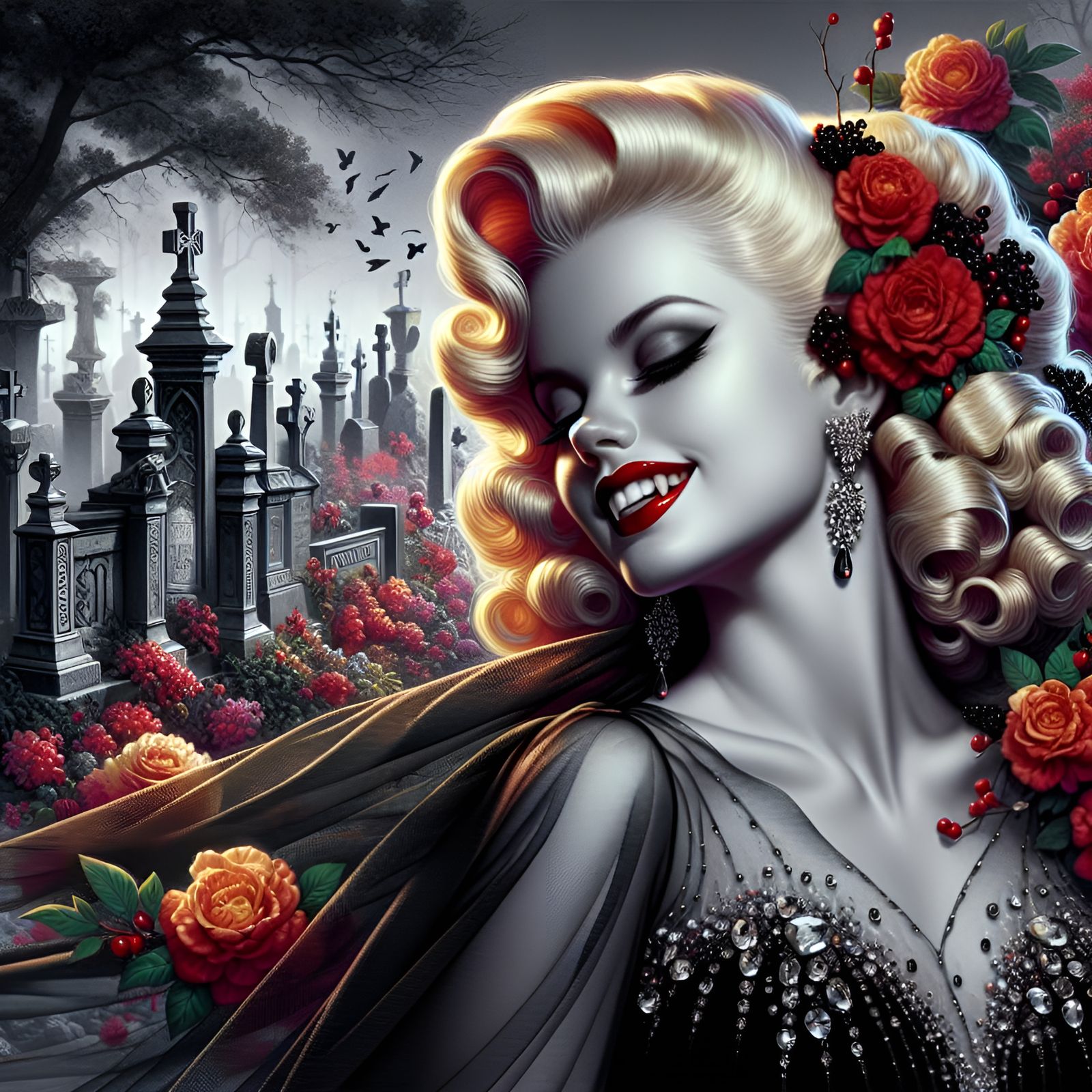 Happy Vampire Bride - AI Generated Artwork - NightCafe Creator