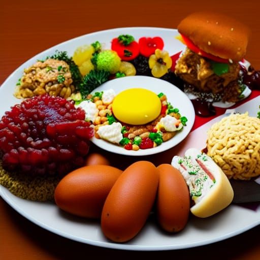 a plate of food - AI Generated Artwork - NightCafe Creator