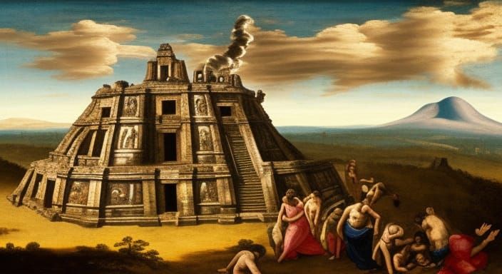 Church atop Ruined Aztec Temple - AI Generated Artwork - NightCafe Creator