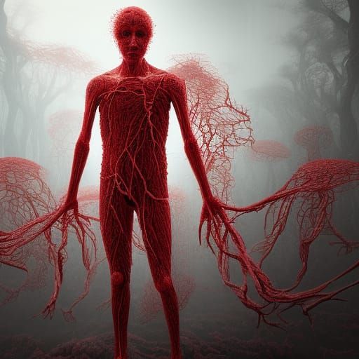 Human made of blood vessels 2 - AI Generated Artwork - NightCafe Creator