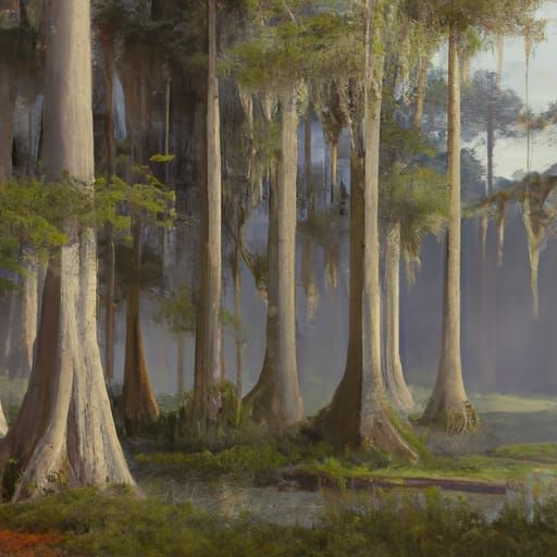 A stand of Bald Cypresses - AI Generated Artwork - NightCafe Creator
