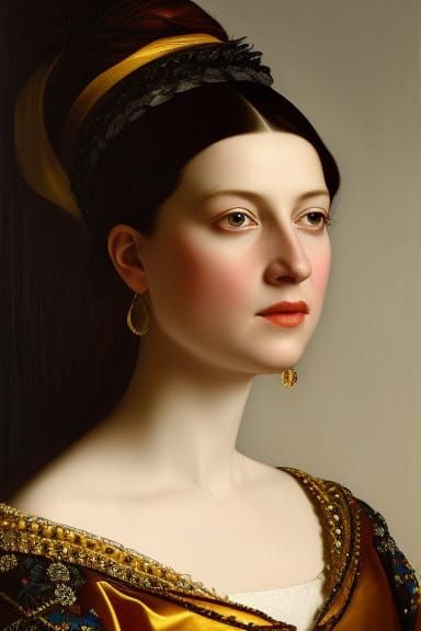 591787177 Oil painting full-length portrait, Renaissance lady ...