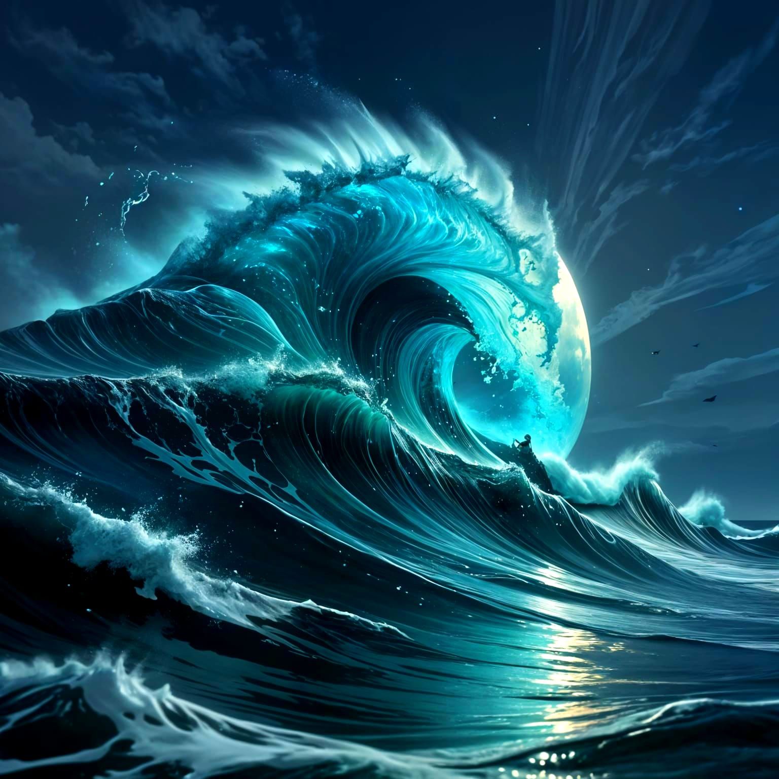 fractals in nature - Surreal Ocean with Endless Fractal Wave...