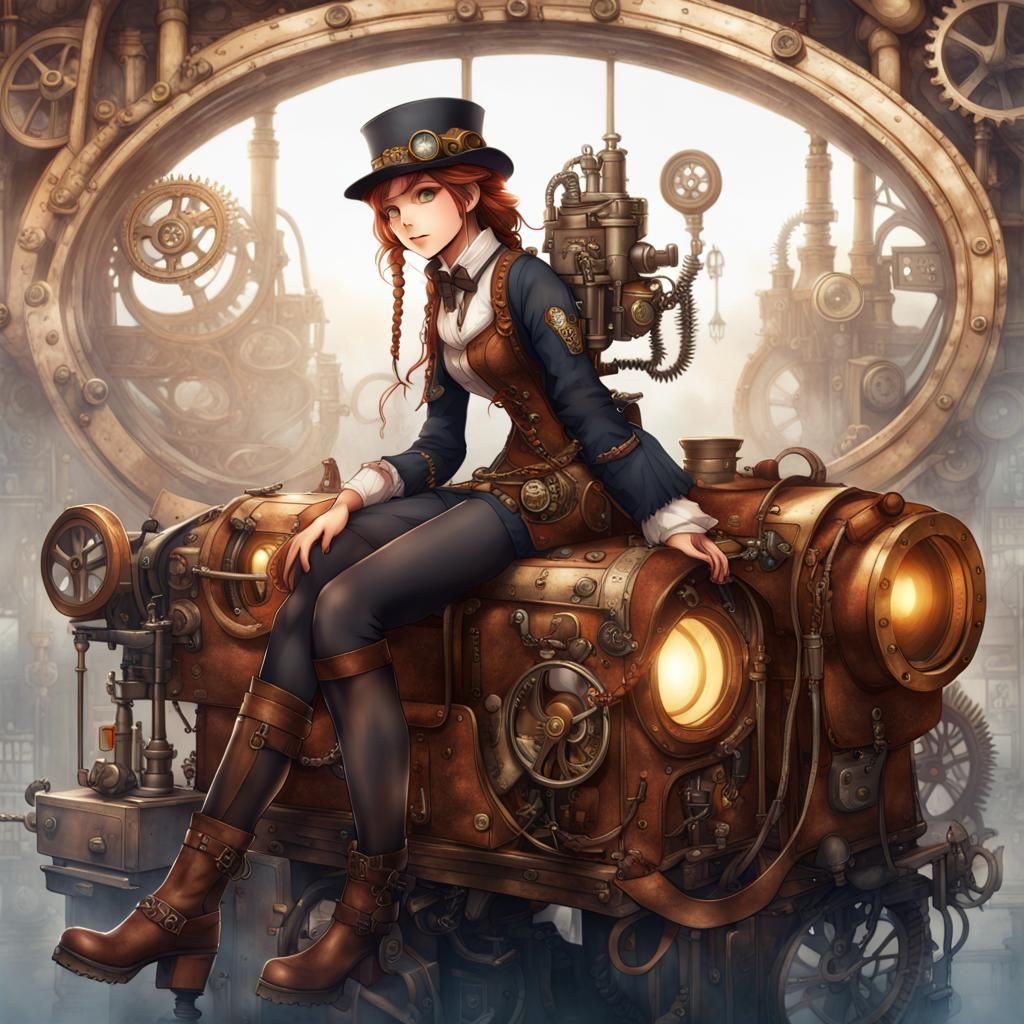 Steampunk girl - AI Generated Artwork - NightCafe Creator