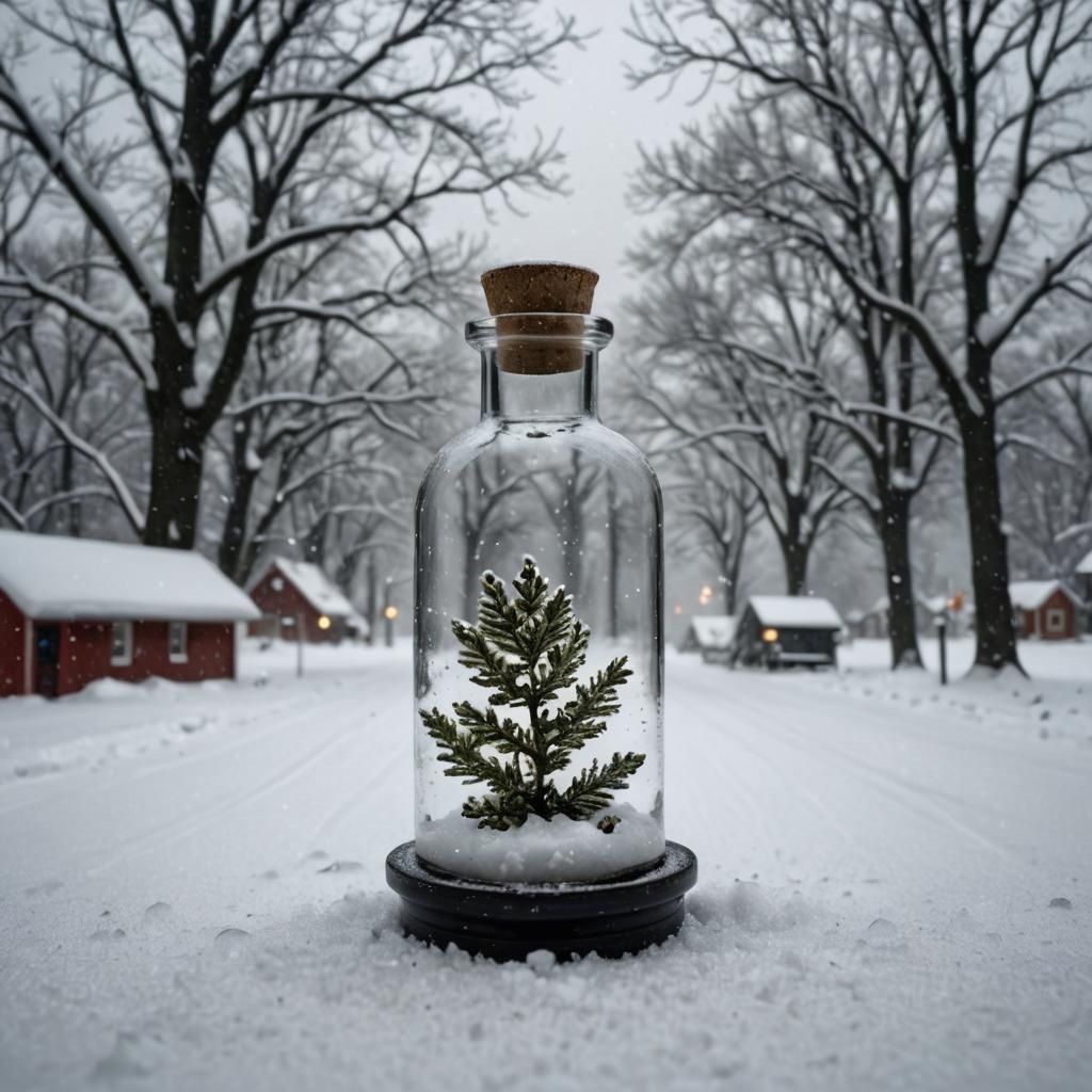 A sever strong snowstorm within A snowstorm within A glass vial - AI ...