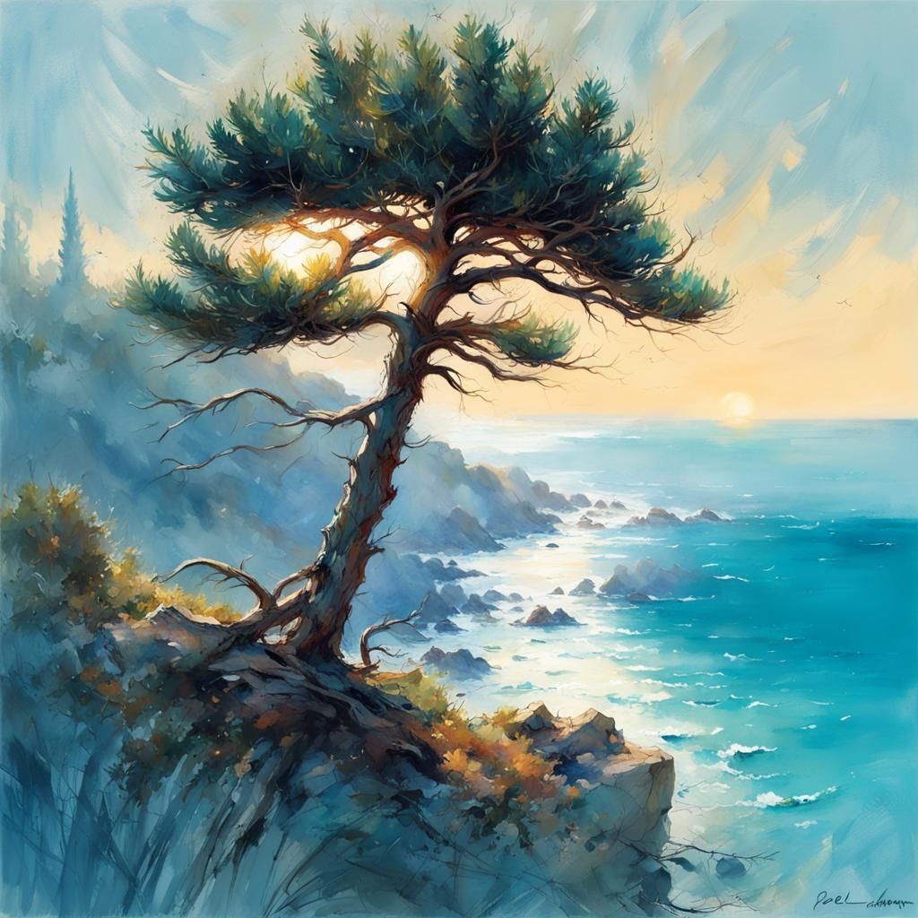 Un jour d’été, Un pin pinus pinea centenaire déploie ses branches au ...