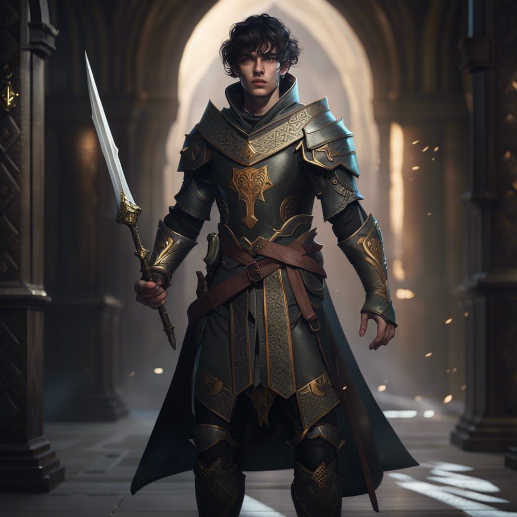 Fantasy Paladin, Young human male, Armoured with Priest robes, Short ...
