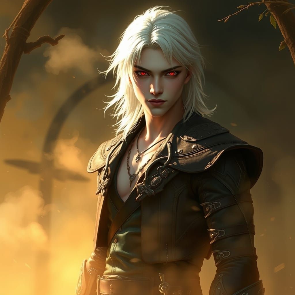 Roguish warrior - Mysterious Albinoid Rogue in Golden Haze