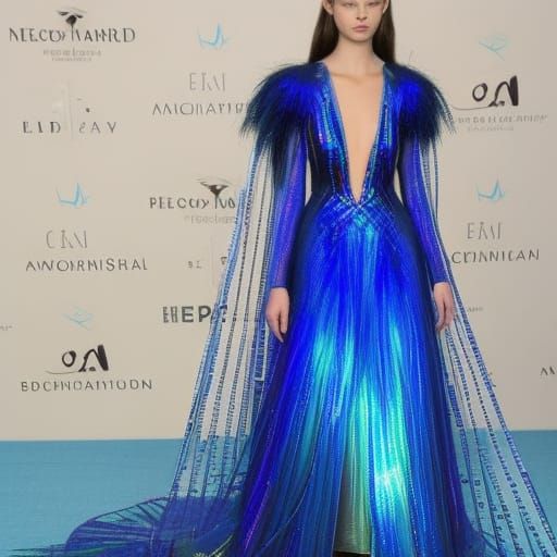 Ethereal Cobalt blue met gala dress with Electric blue accents& blue ...