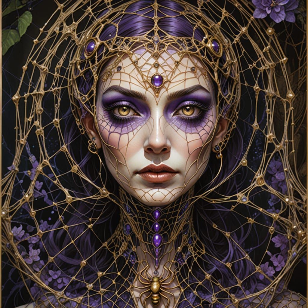 Arachne Spider Goddess in Her Spiderweb