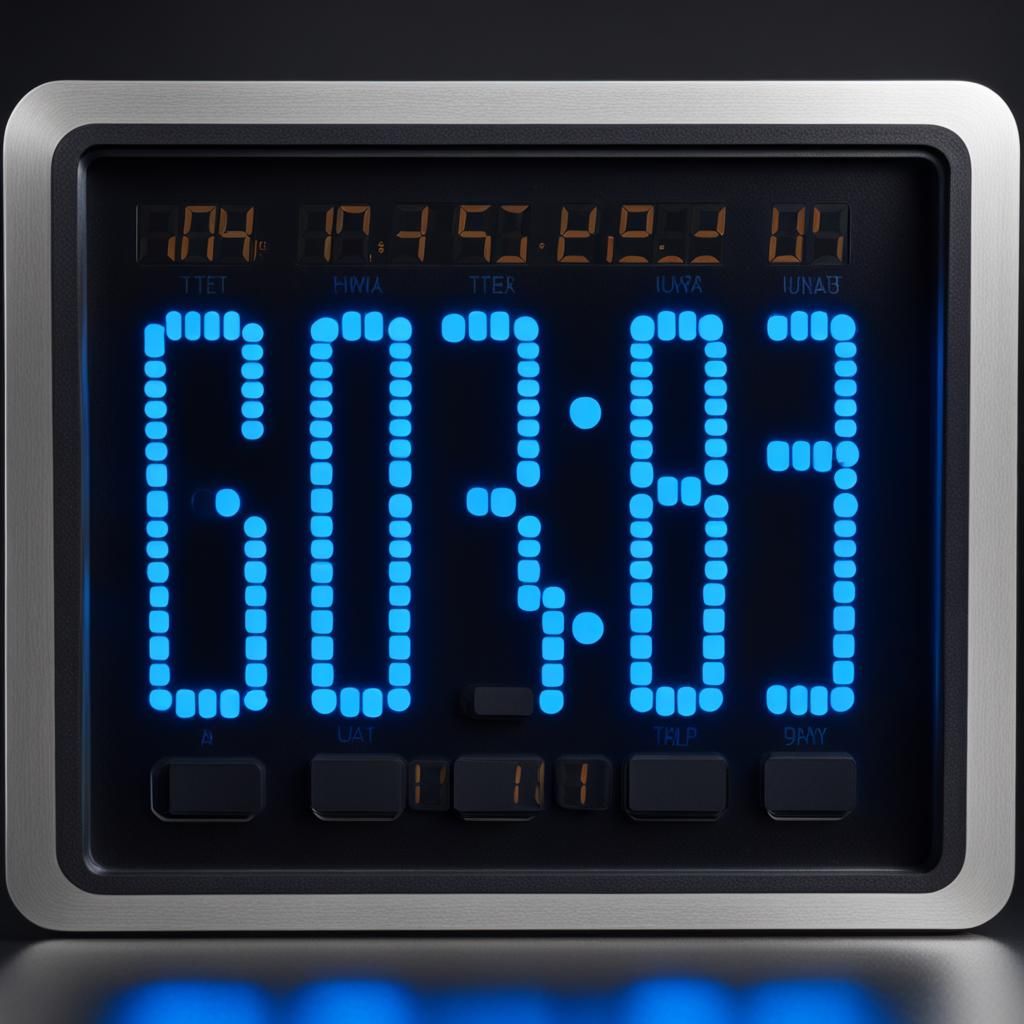 Realistic photo of digital clock with rectangular black face, 1980s ...
