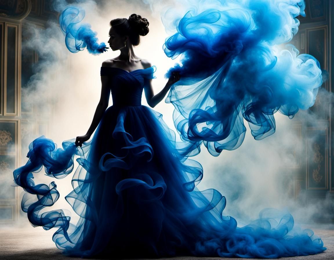 Woman in blue smoke dress (SDXL DPO) - AI Generated Artwork - NightCafe ...