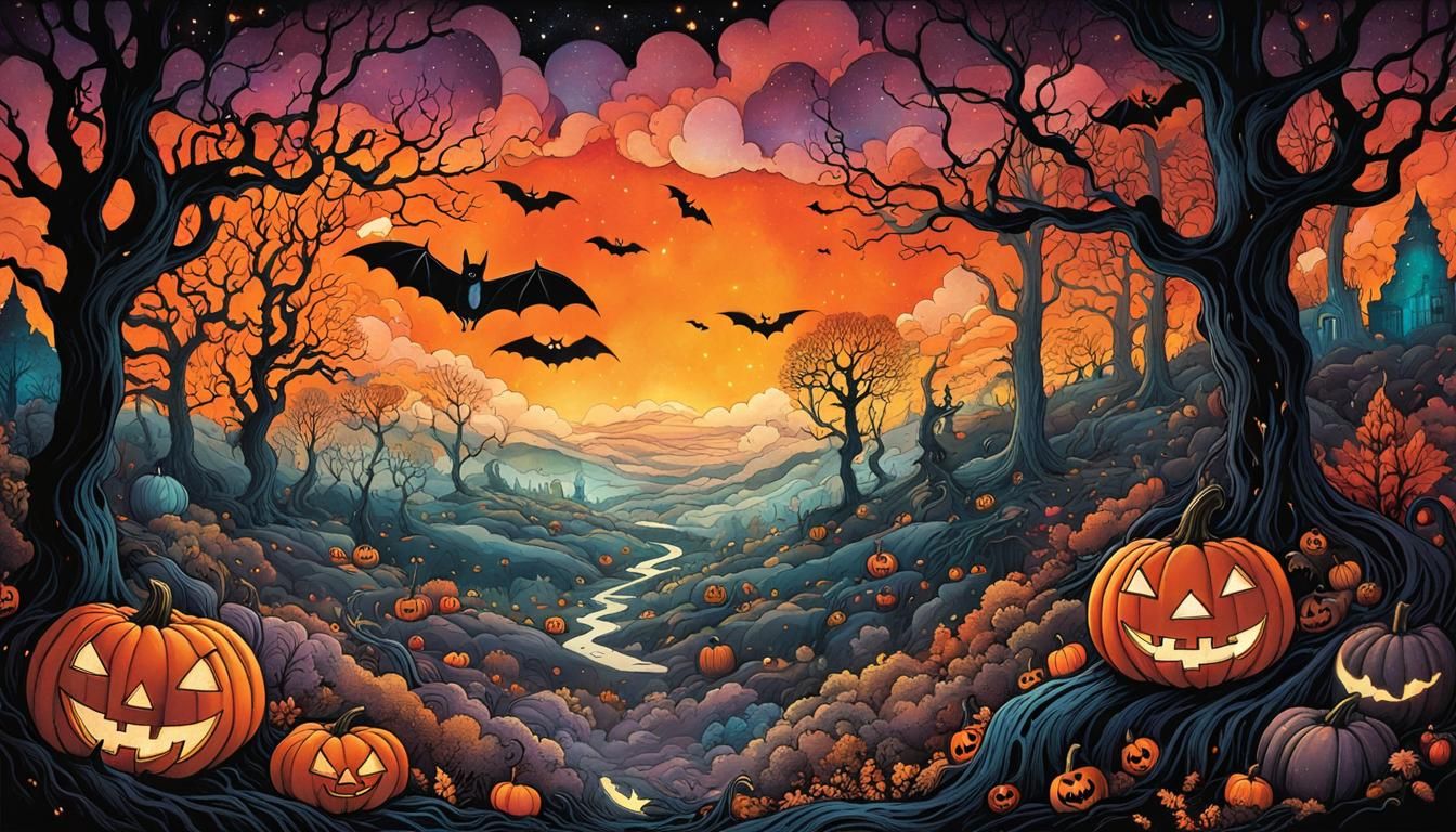 Halloween Scene - AI Generated Artwork - NightCafe Creator