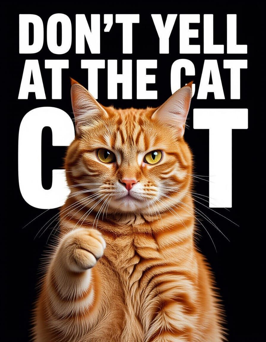 Stern Tabby Cat Poster in Digital Art Style - AI Art