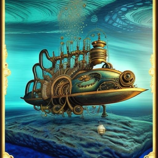 Steampunk Submarine Illustration - AI Generated Artwork - NightCafe Creator