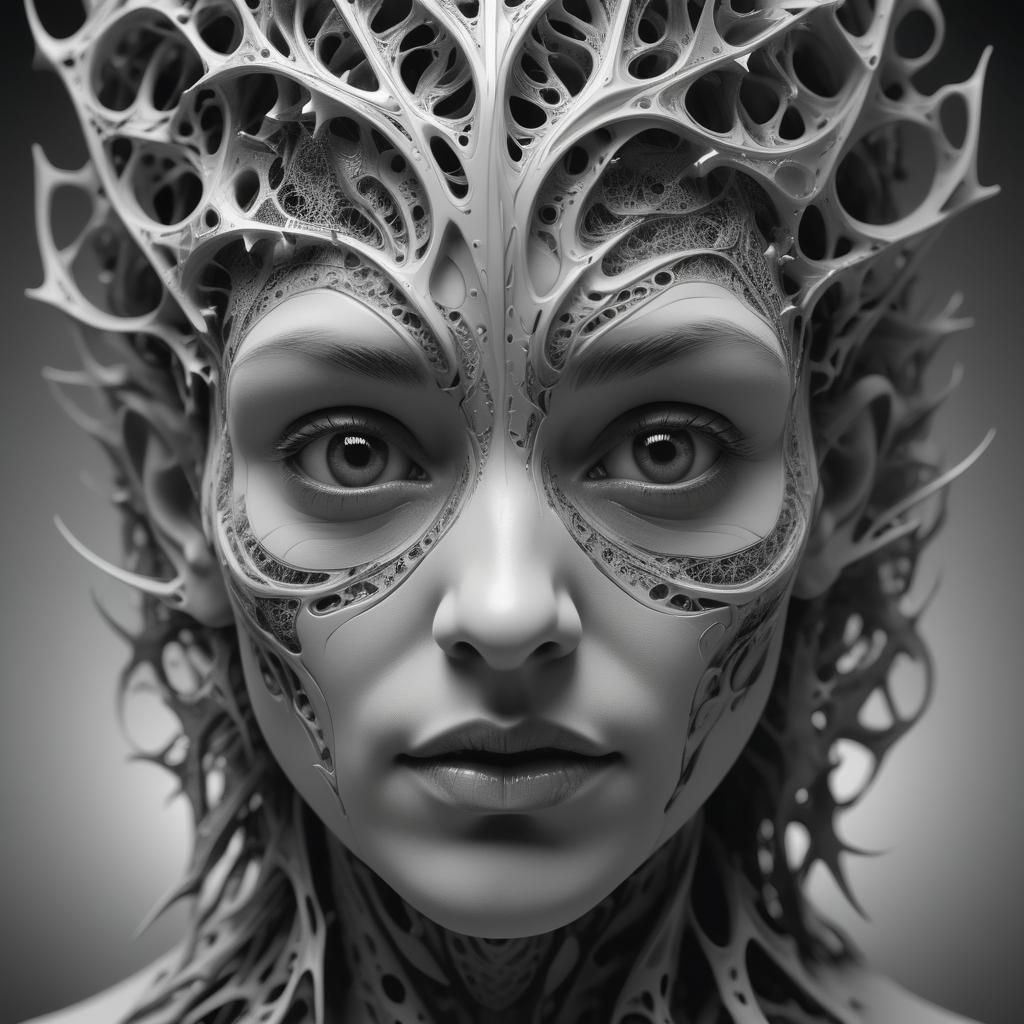 black and white grotesque ugly atrocious female face showcasing a ...