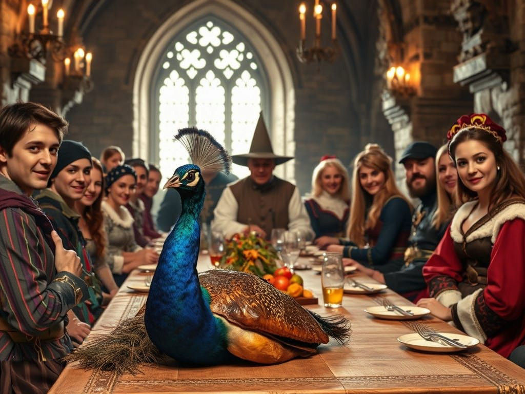 A roast peacock. The best moment of the banquet!
