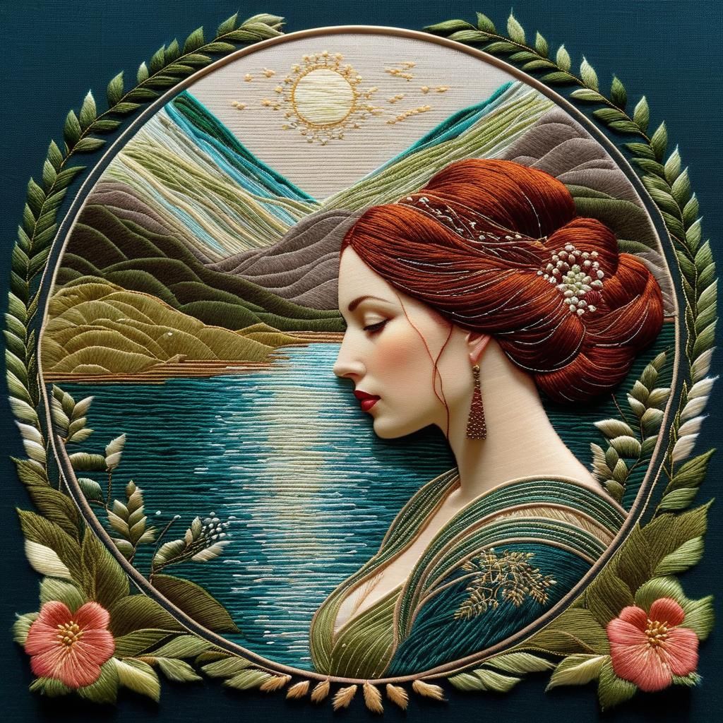 Embroidery: Lady - AI Generated Artwork - NightCafe Creator