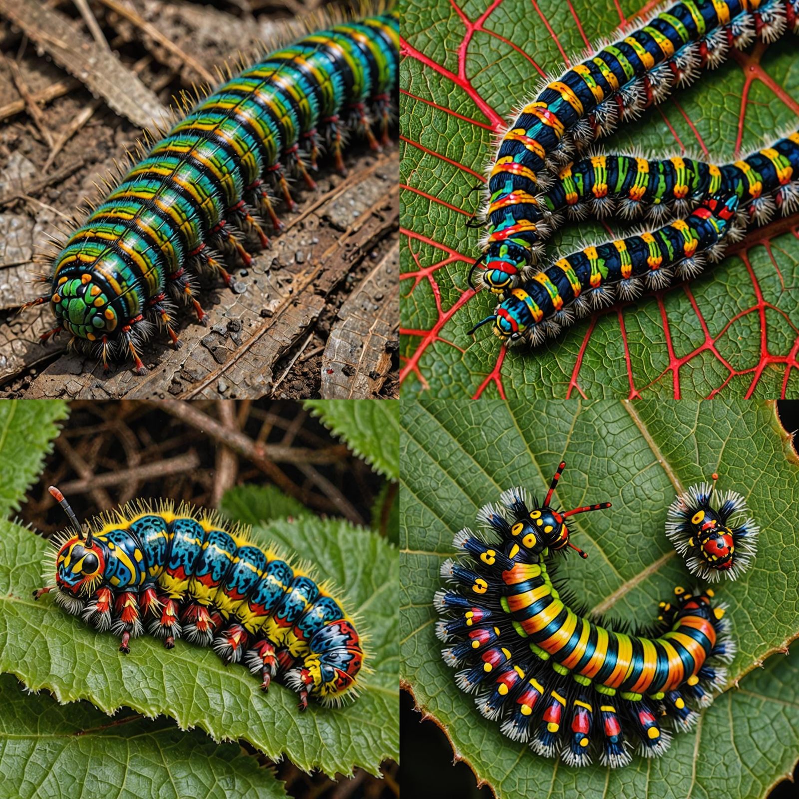 Macro photography of a colorful caterpillar, highly detailed ...