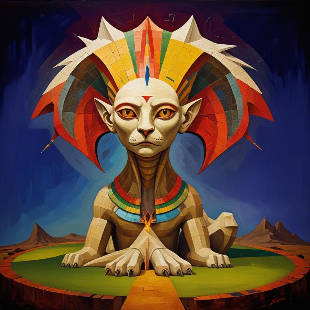 A Bizarre Hieronymus Bosch-Inspired Giant Sphinx i... - AI Art
