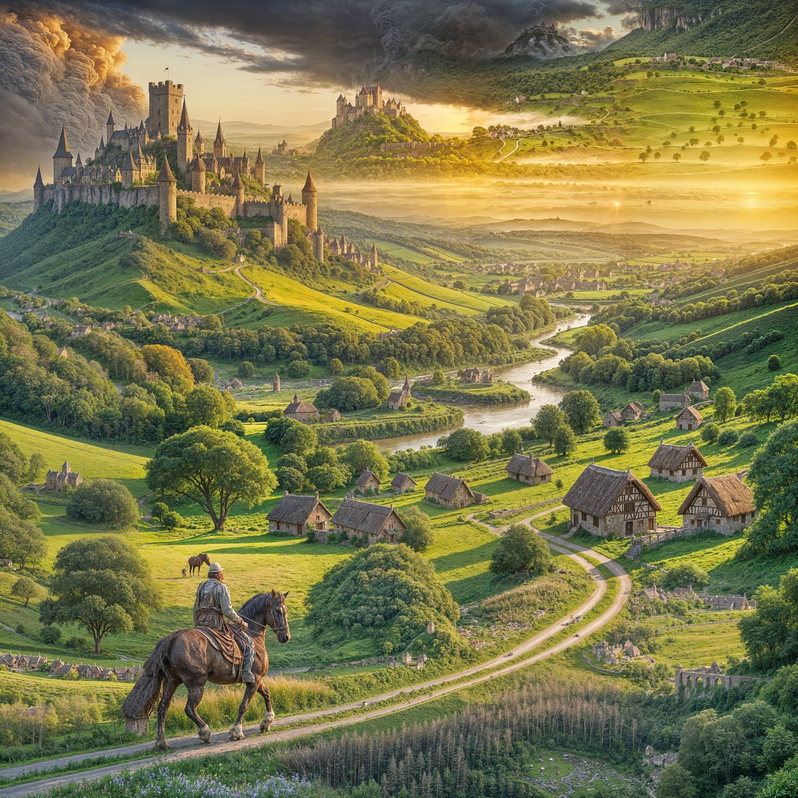 "medieval landscape." - Medieval Countryside Scene in Golden...