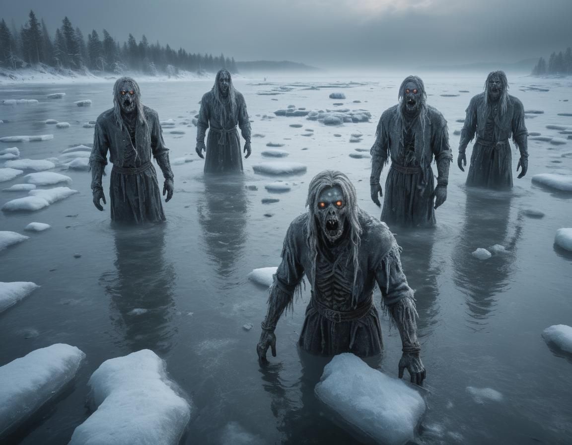Zombies from the frozen lake - AI Generated Artwork - NightCafe Creator