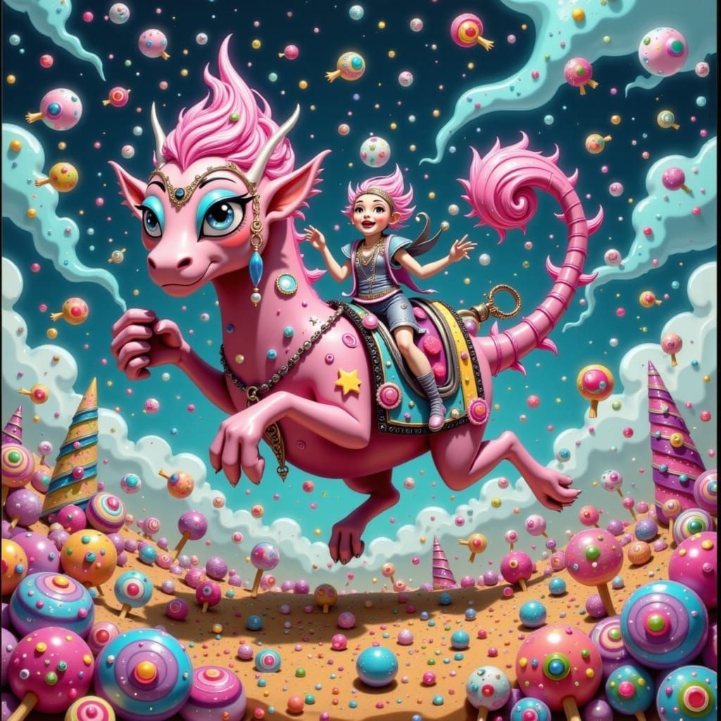 Neapolitan Warrior's Candyland Rampage: Digital Ac... - AI Art