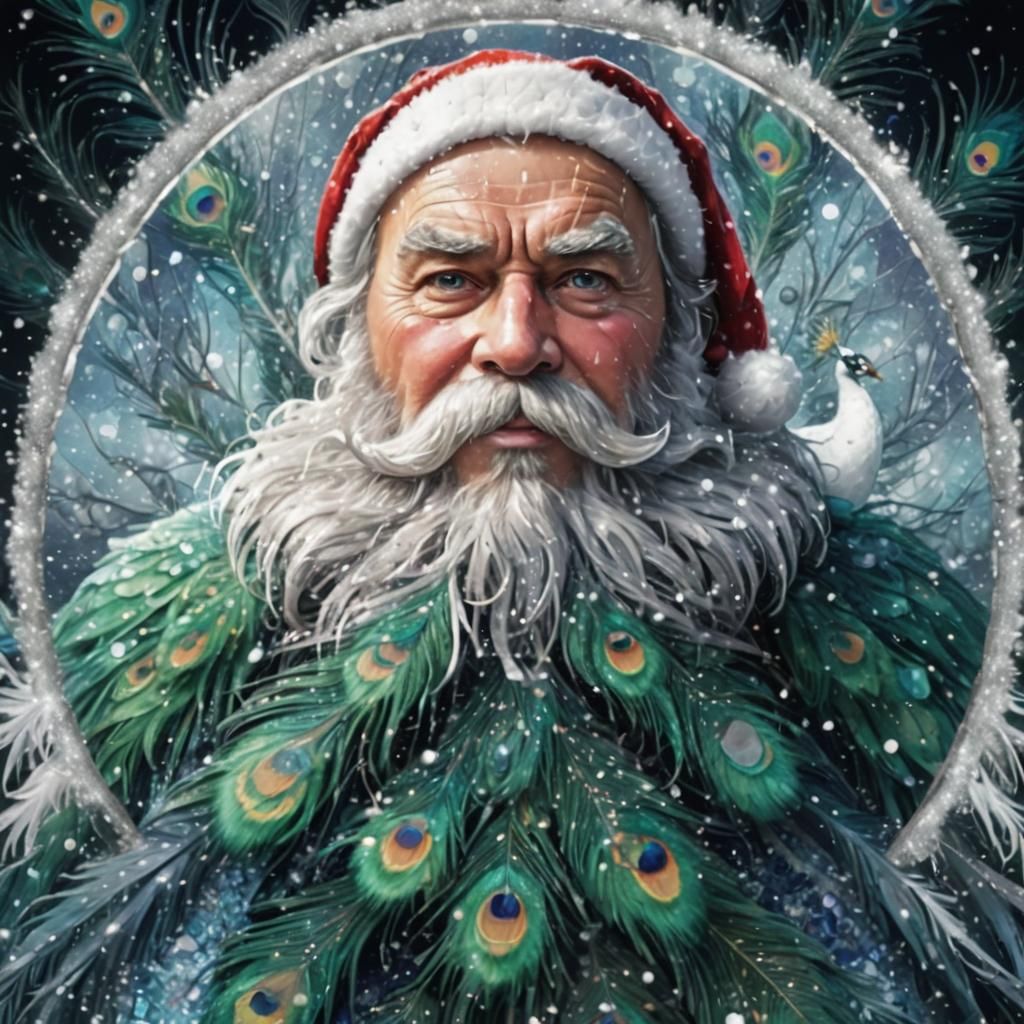 Beard - Surreal Santa Claus with Vibrant, Magical Winter Lan...