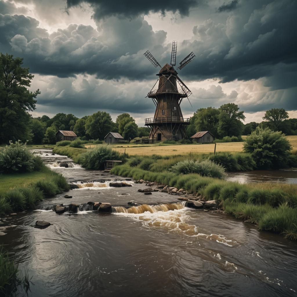 Storm Clouds over an old Windmill - AI Generated Artwork - NightCafe ...