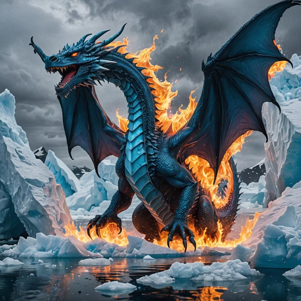 A neon blue dragon cooling off - AI Generated Artwork - NightCafe Creator