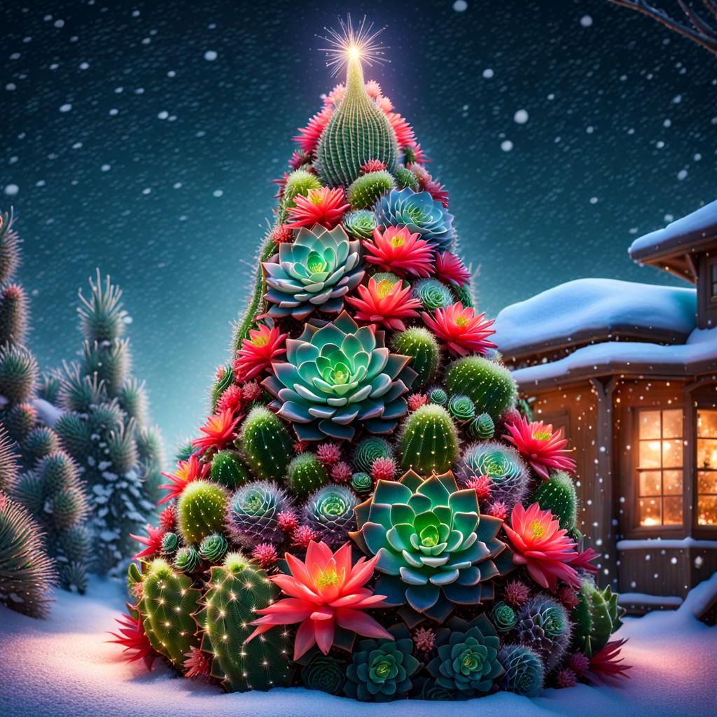 Unconventional Succulent Cactus Christmas Tree - AI Generated Artwork ...
