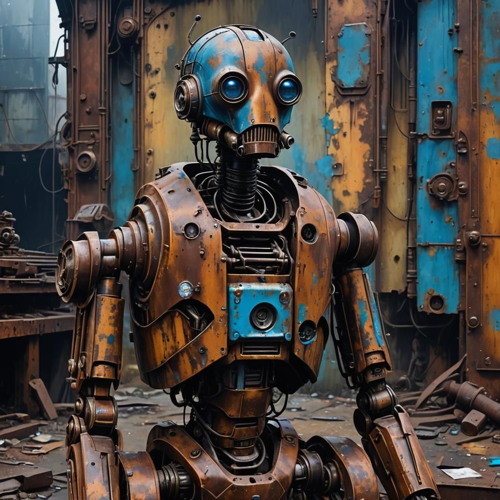 Post-apocalyptic droid - AI Generated Artwork - NightCafe Creator