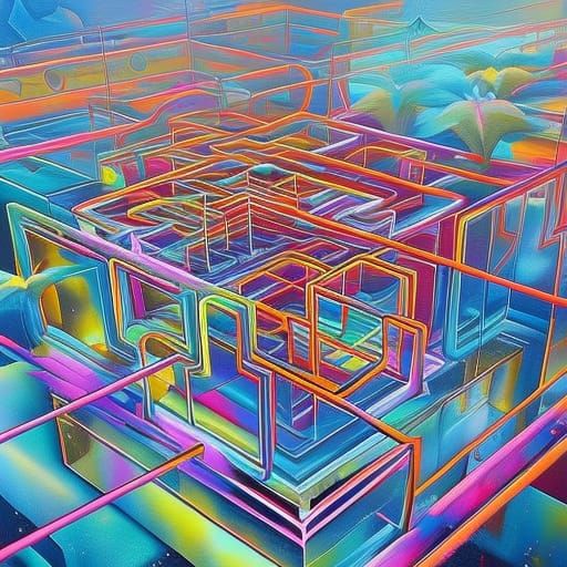 neon maze - AI Generated Artwork - NightCafe Creator