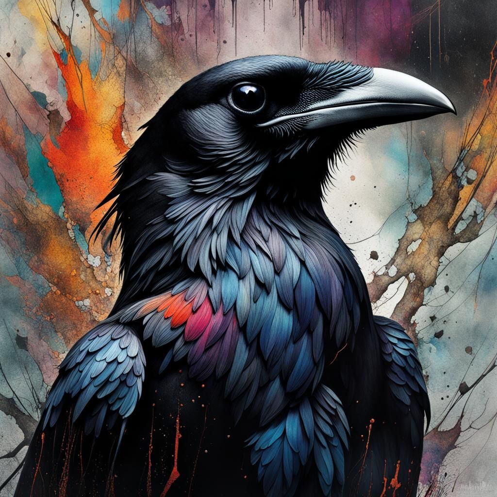 CROW PORTRAIT 135 - AI Generated Artwork - NightCafe Creator