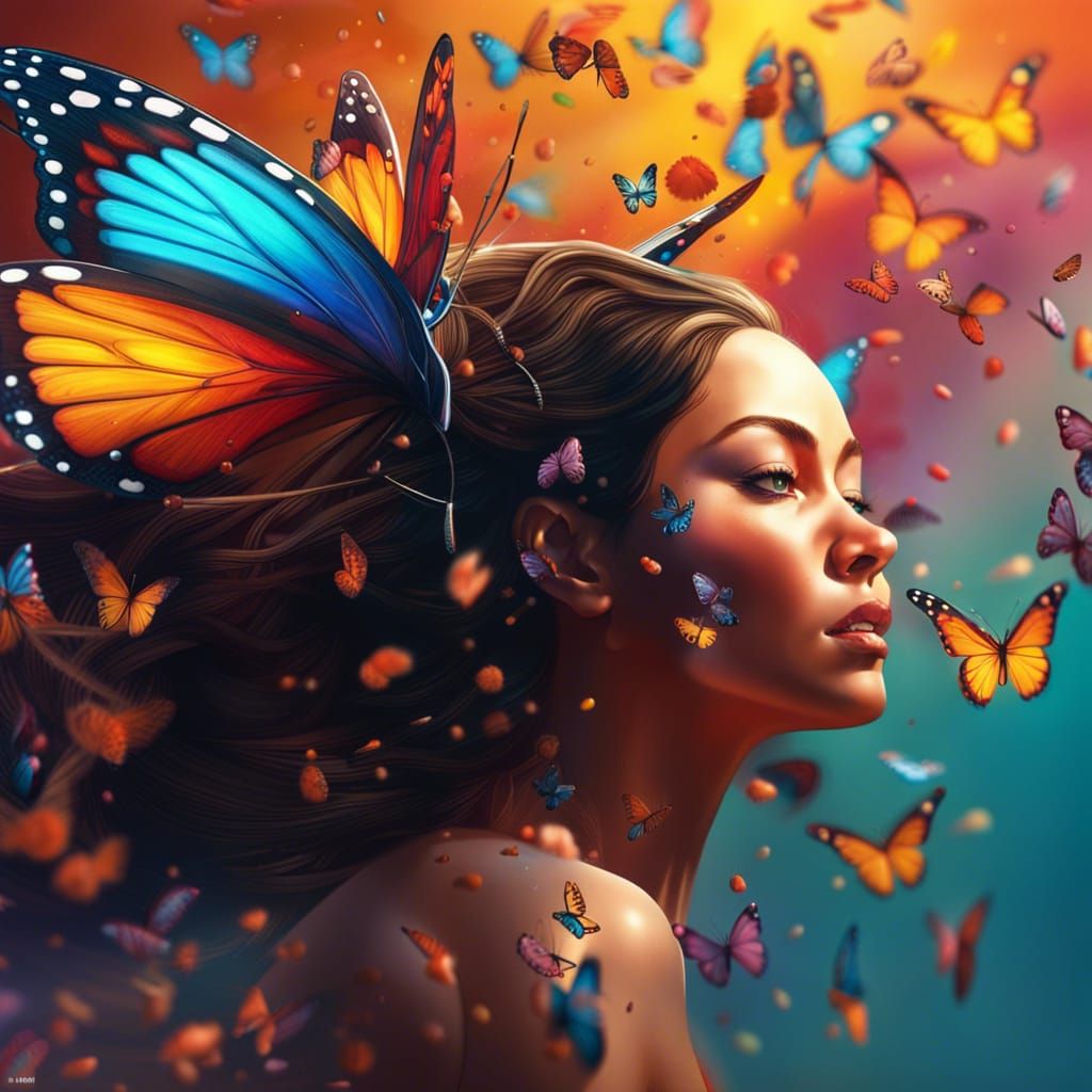 Femme aux papillon - AI Generated Artwork - NightCafe Creator