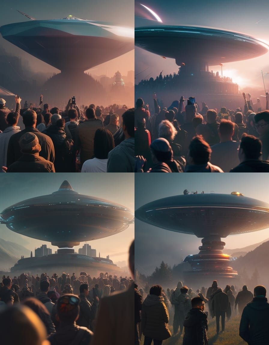 insanely detailed photo of a crowd of people in unity, watching a huge ...